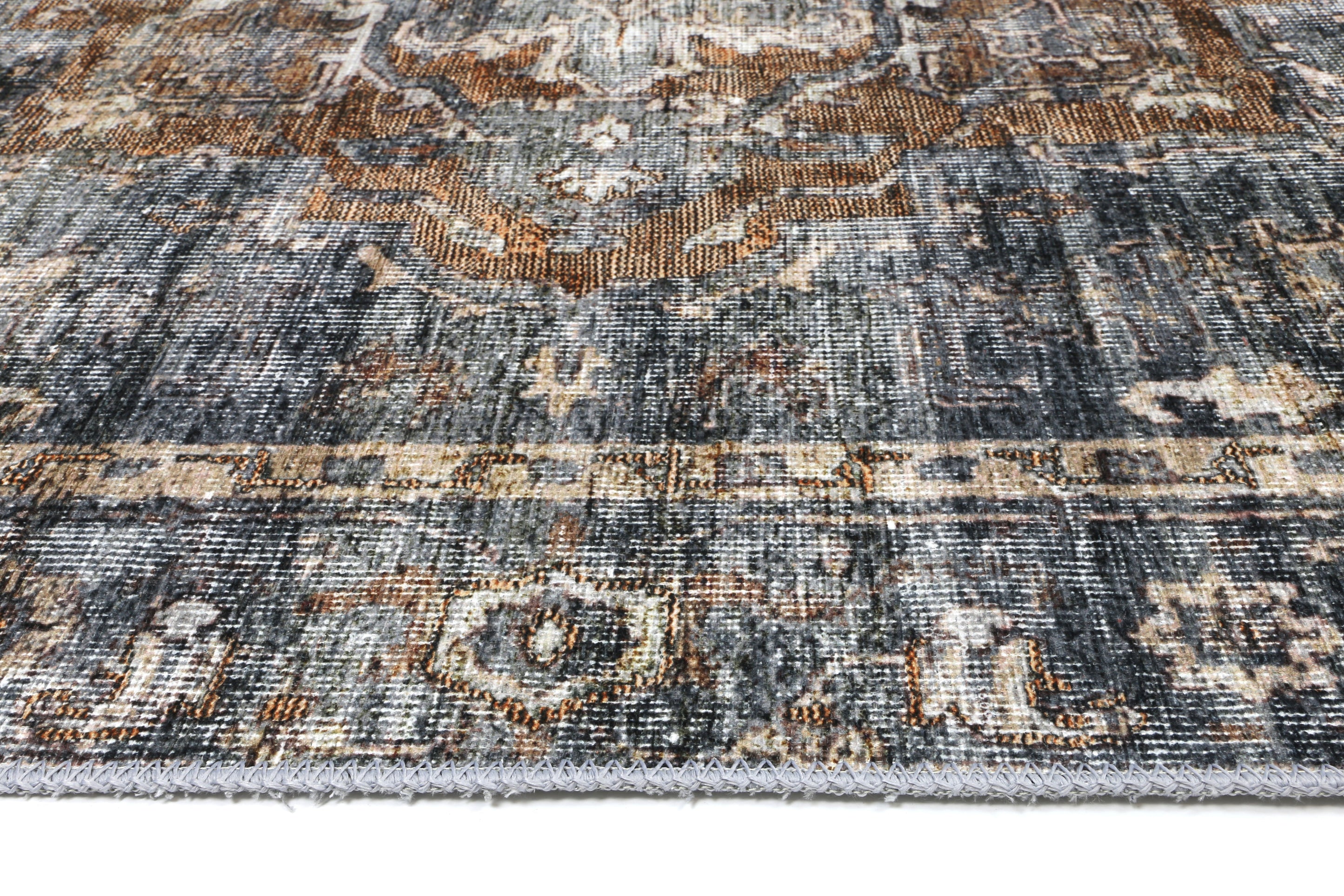 Distressed Vintage Cezanne Rabbit Gray Inca Gold Area Rug - VITAL 2244 ...