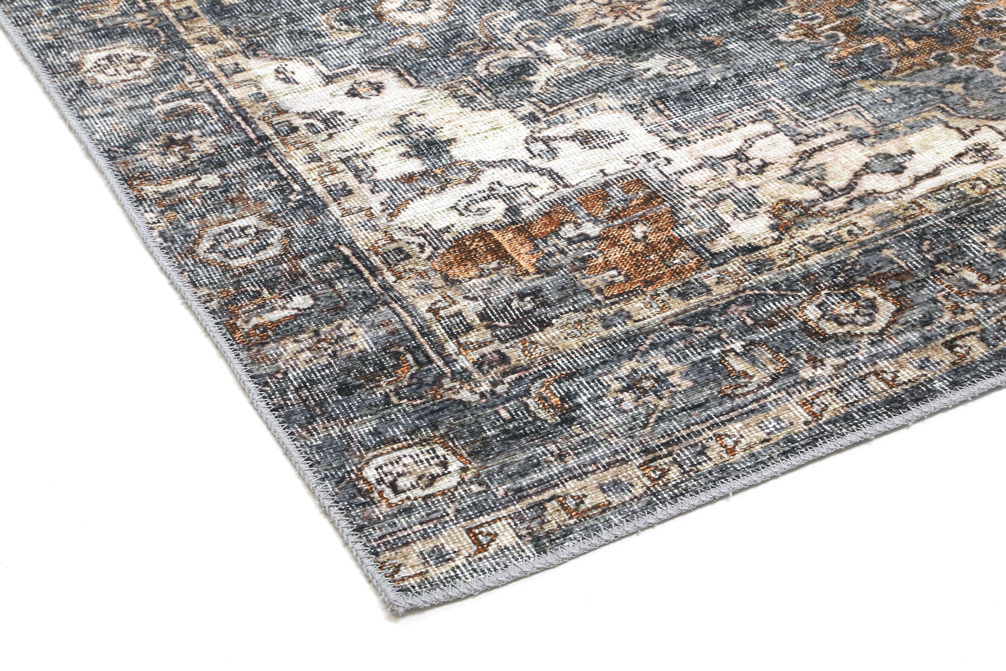 Distressed Vintage Cezanne Rabbit Gray Inca Gold Area Rug - VITAL 2244 ...