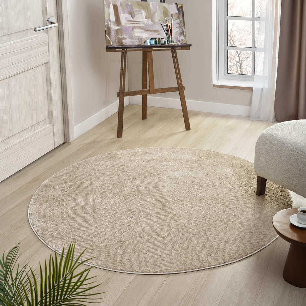 Noble Fawn Round in Beige Color Rug – Cheapest Rugs Online