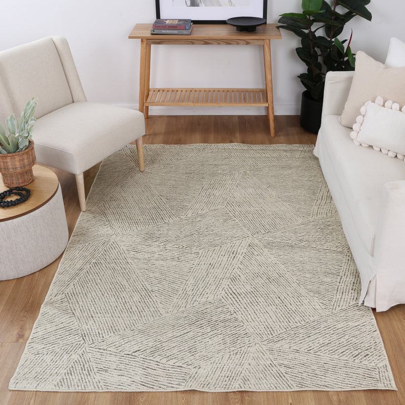 Alpine Neutral Geometric In White Rug – Cheapest Rugs Online
