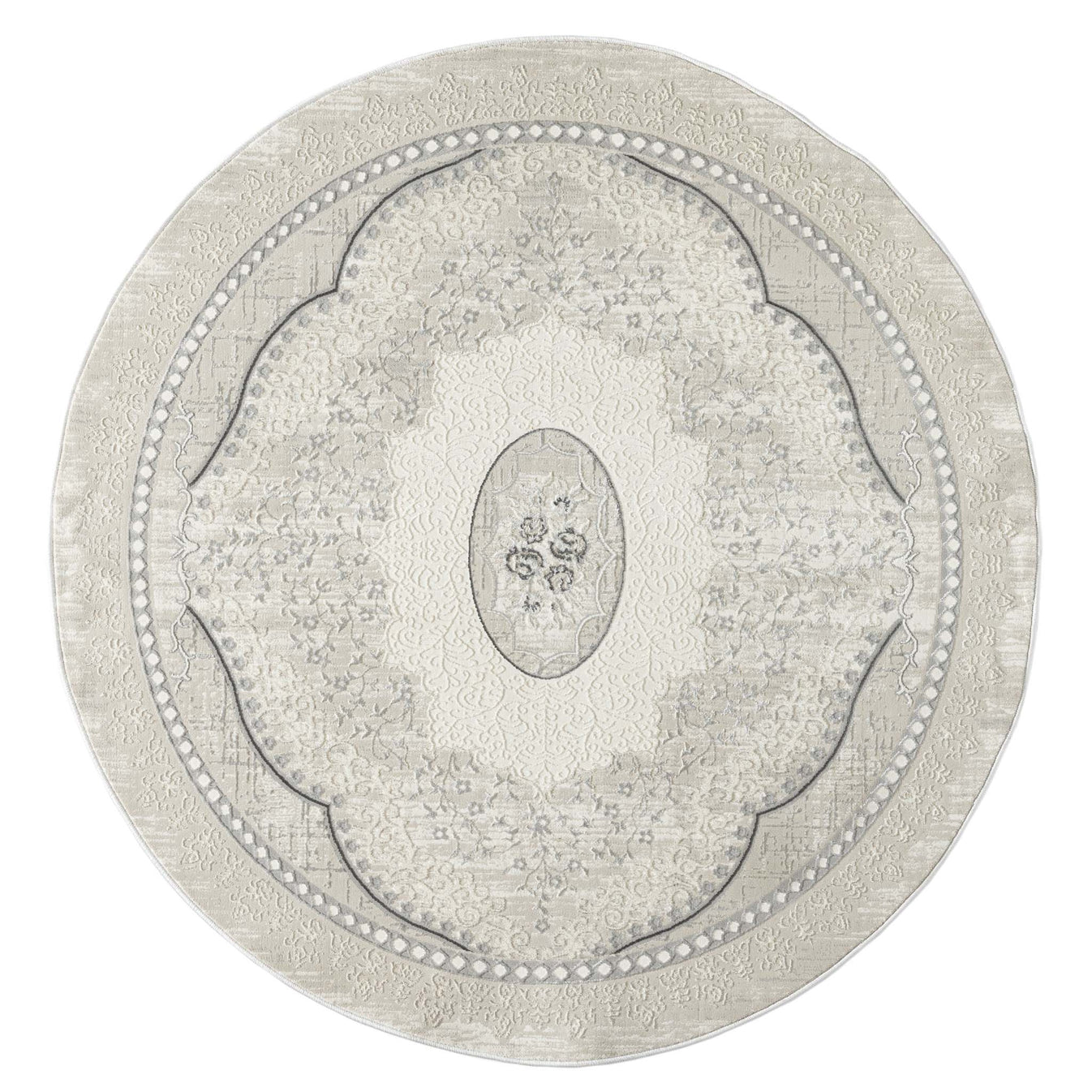 Amore'S Traditional Grey Round Rug – Cheapest Rugs Online