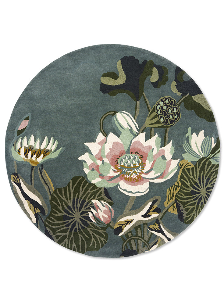 Wedgwood Waterlily Midnight Pond Round Rug - 038608 – Cheapest Rugs Online